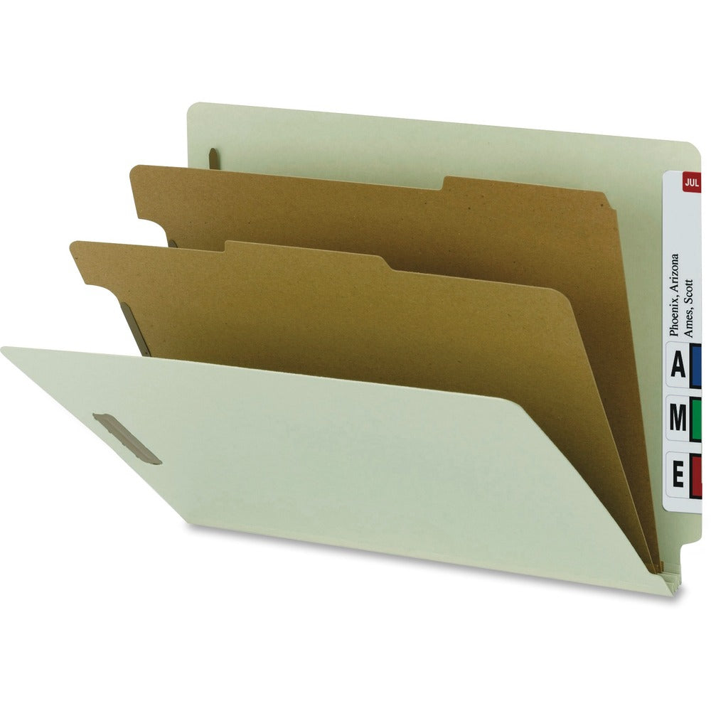 Nature Saver End Tab Classification Folders,2 Dividers,Ltr,10/BX,GY Gr ...